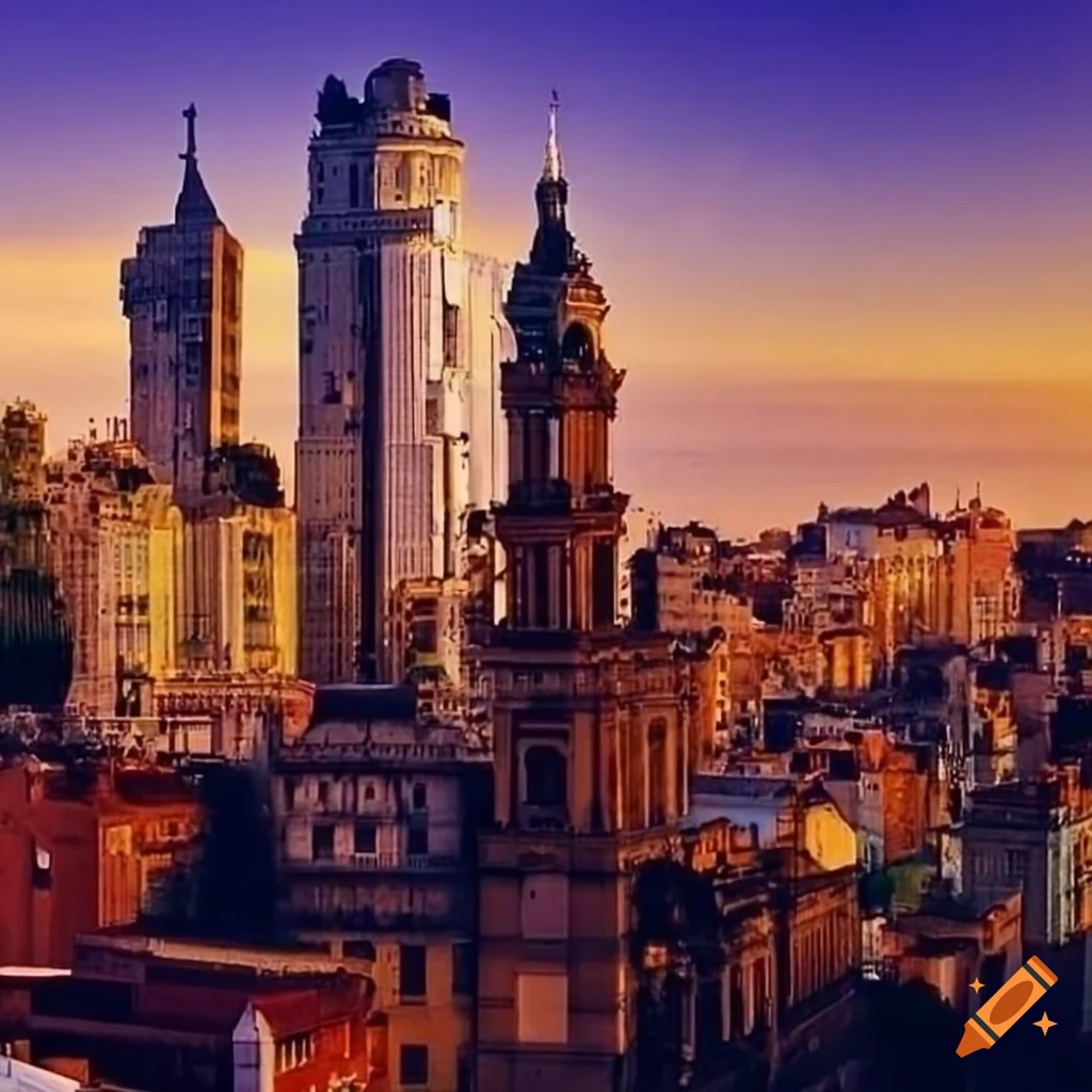 Capital of Platirna, big modern city with Buenos Aires style on Craiyon