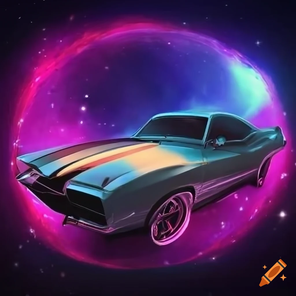 Abstract muscle cars in a space environment on Craiyon
