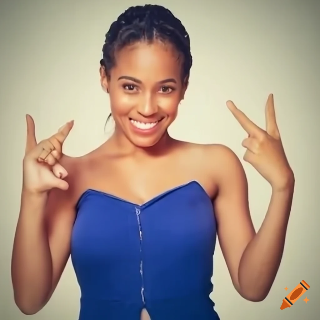 Beautiful cuban college woman smiling and giving friendly gestures on Craiyon