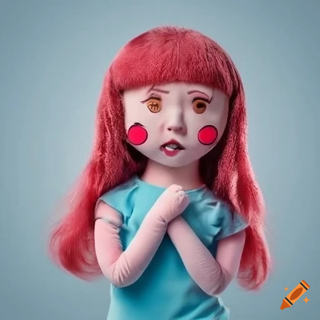 Large plush doll girl with cute cartoonish features in a lovely design ...