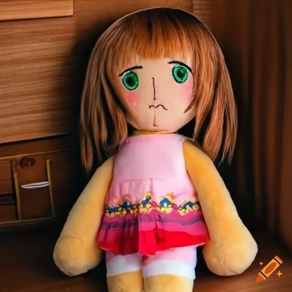 Large plush doll girl with cute cartoonish features in a lovely design ...