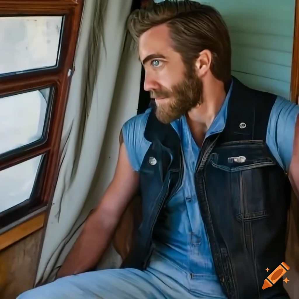 Actor resembling Jake Gyllenhaal at age 20 in outlaw biker style ...