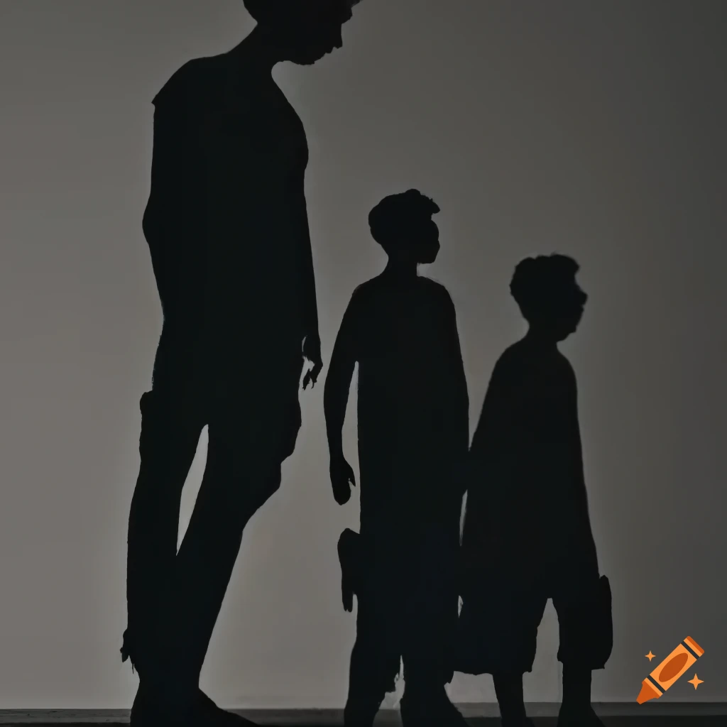 Intriguing silhouette of three men with light and shadow play on Craiyon