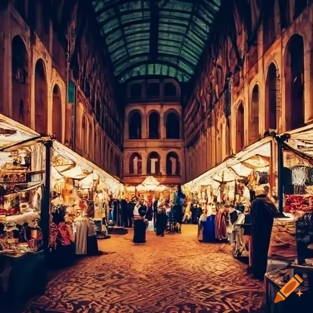 Row of old-fashioned market stalls selling antiques and curiosities on ...