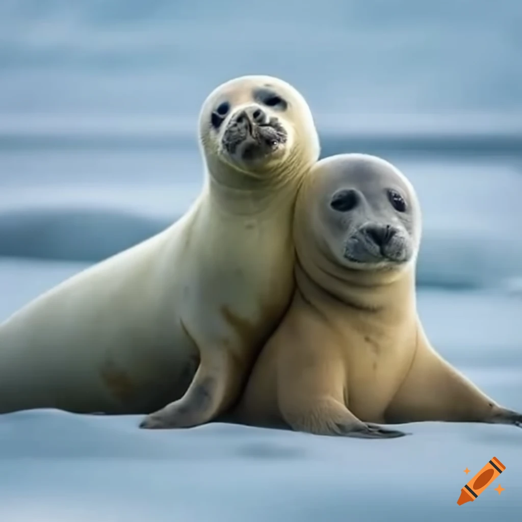 Adorable baby seals hugging on Craiyon
