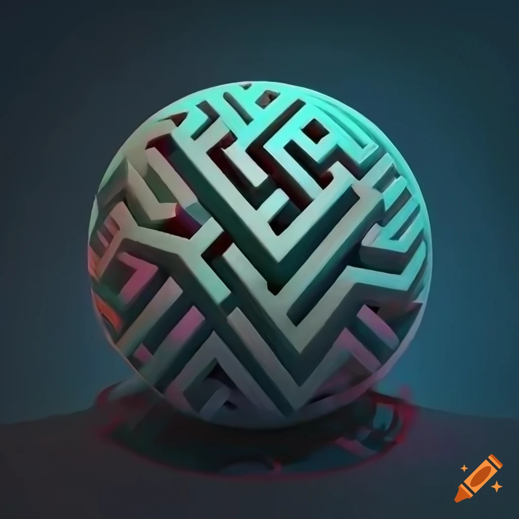 Ultra-detailed acrylic 3d sphere maze face in cyberpunk style on Craiyon