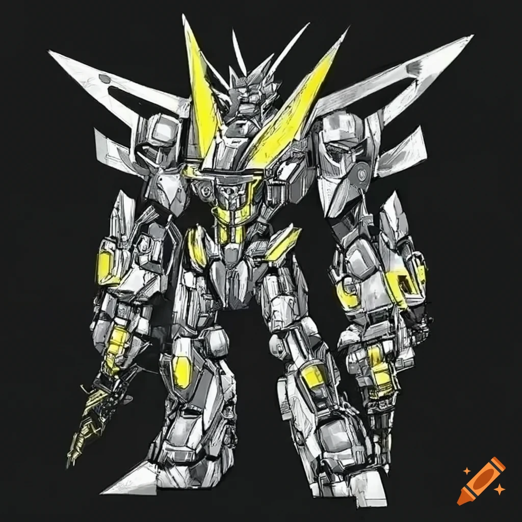 Black and yellow samurai-inspired mecha with a bull head, reminiscent ...