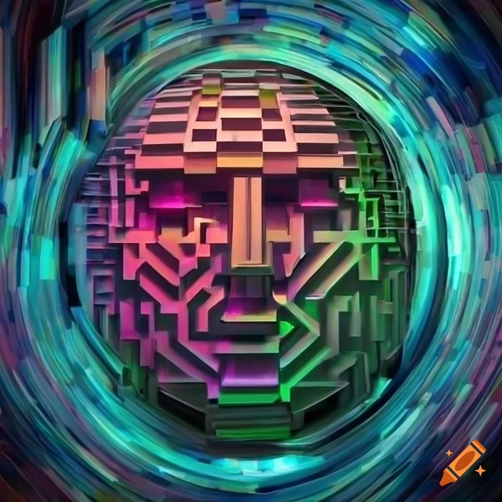 Detailed 3d sphere maze face in high contrast polychromatic acrylic ...