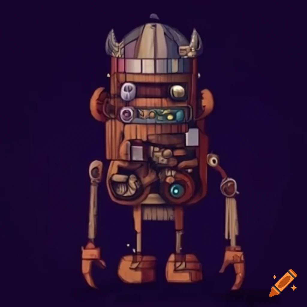 Extremely detailed and extraordinary viking robot design on Craiyon