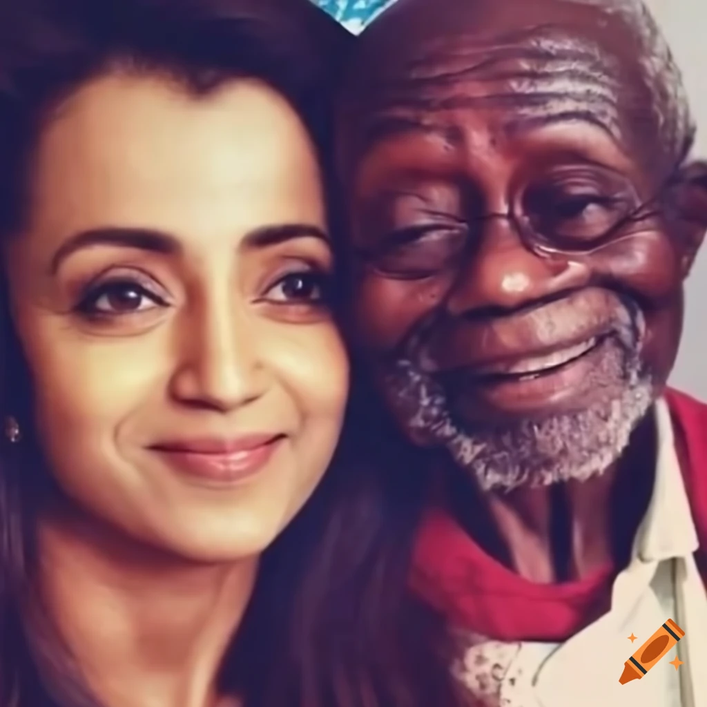 Close-up portrait of Young Trisha Krishnan talking with Ghanaian old ...