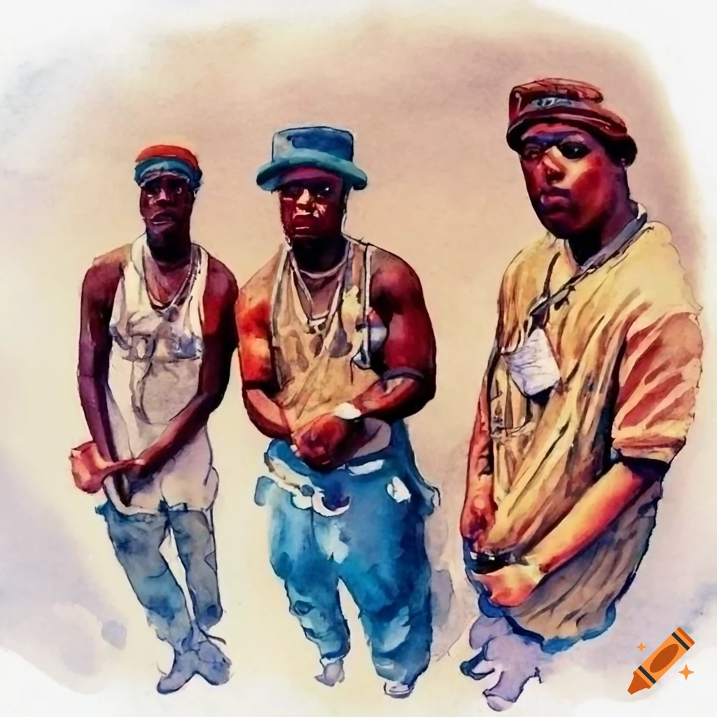 Group of southern rappers on a street corner in a fisheye lens view on ...