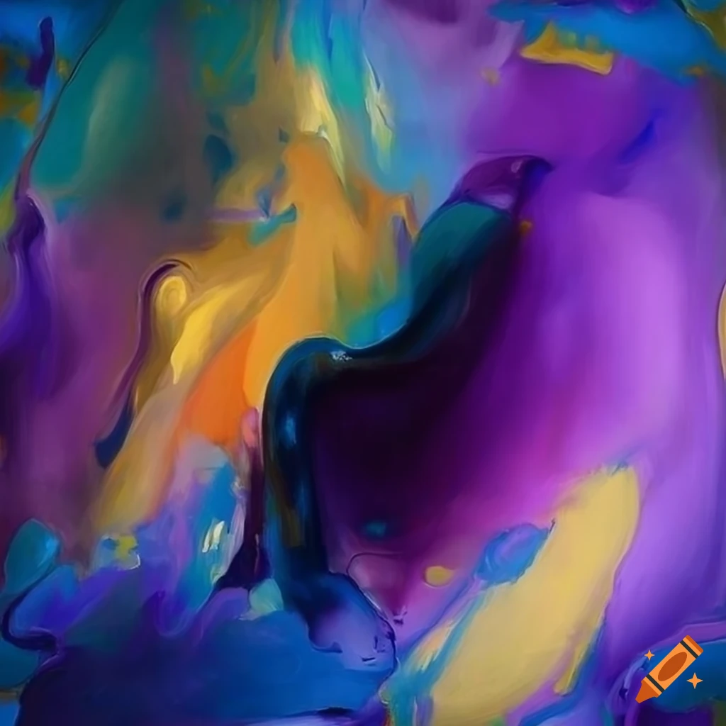 Abstract expressionistic 17th century style oil painting in sky blue ...