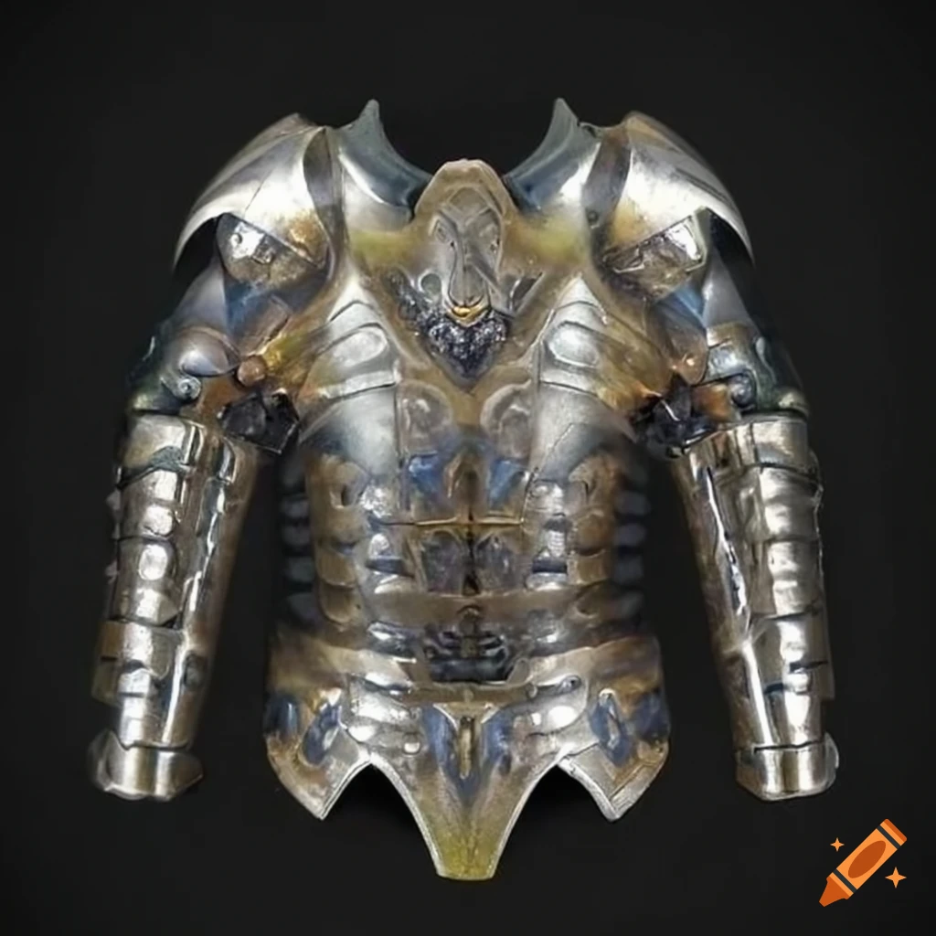 Adorned magic mithril massive body armor with front view and vertical ...