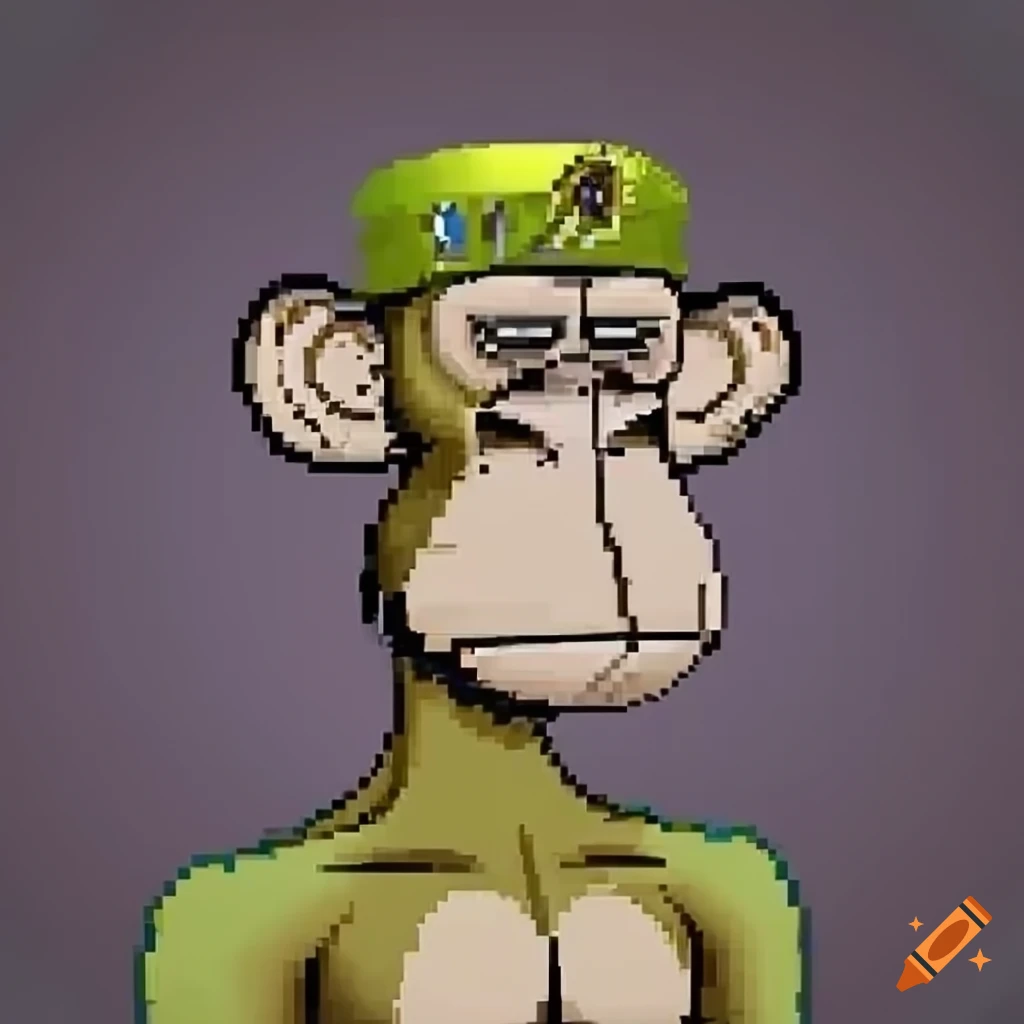 Gold nft monkey - bored ape in pixel art style on Craiyon