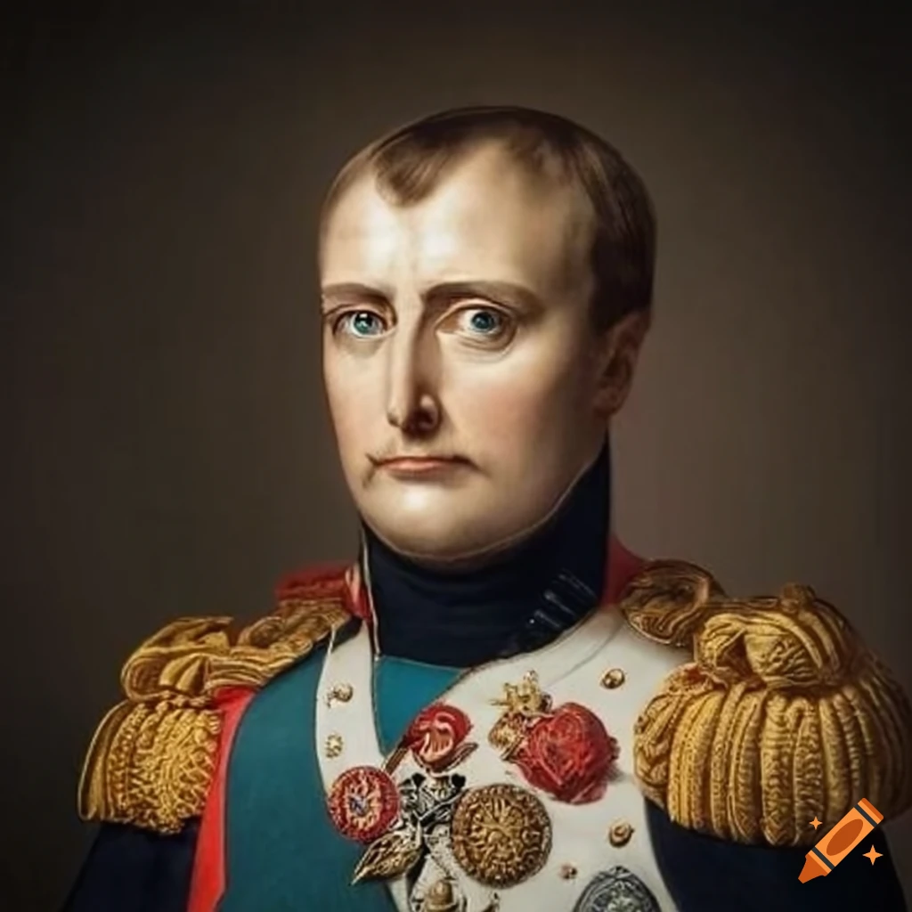 Portrait of Napoleon Bonaparte in military uniform with intricate ...