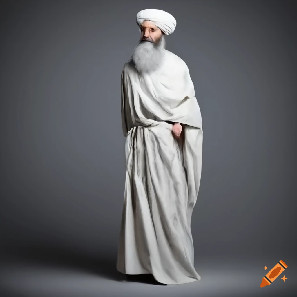 Persian priest in white turban and robe on Craiyon