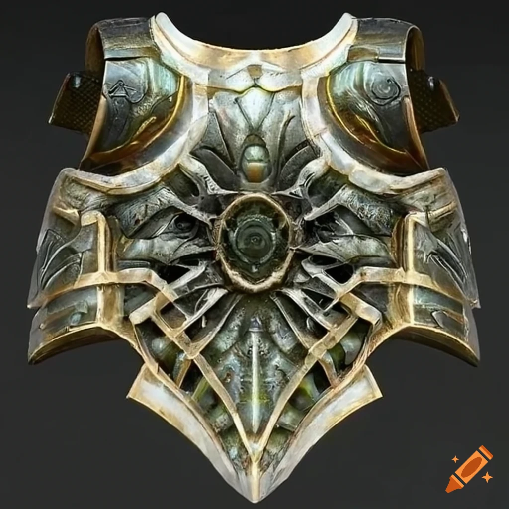 Adorned magic body armor with front view and vertical symmetry on Craiyon