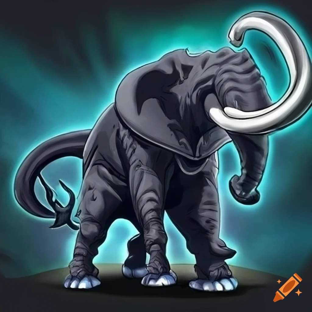 Grey or black mythical elephant creature inspired by yugioh style on ...
