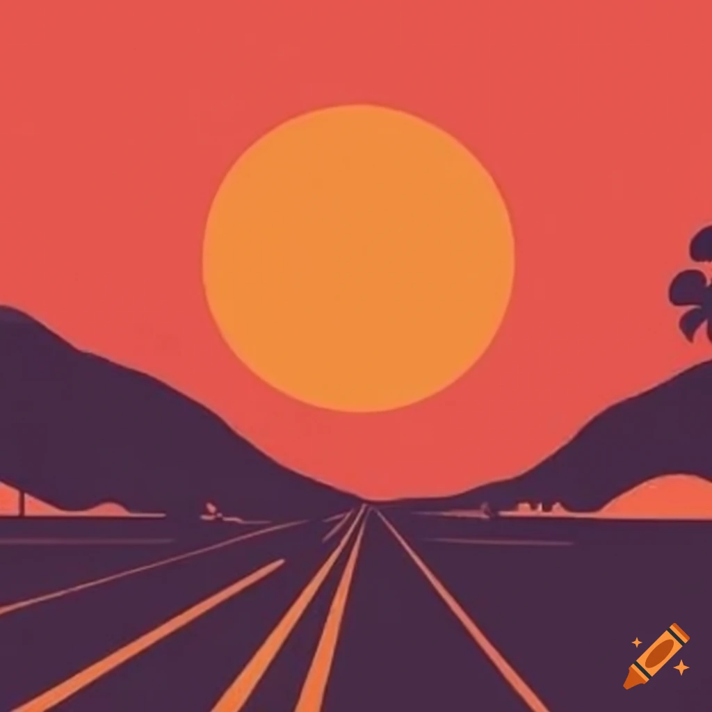 California sunset in the 1970s on Craiyon
