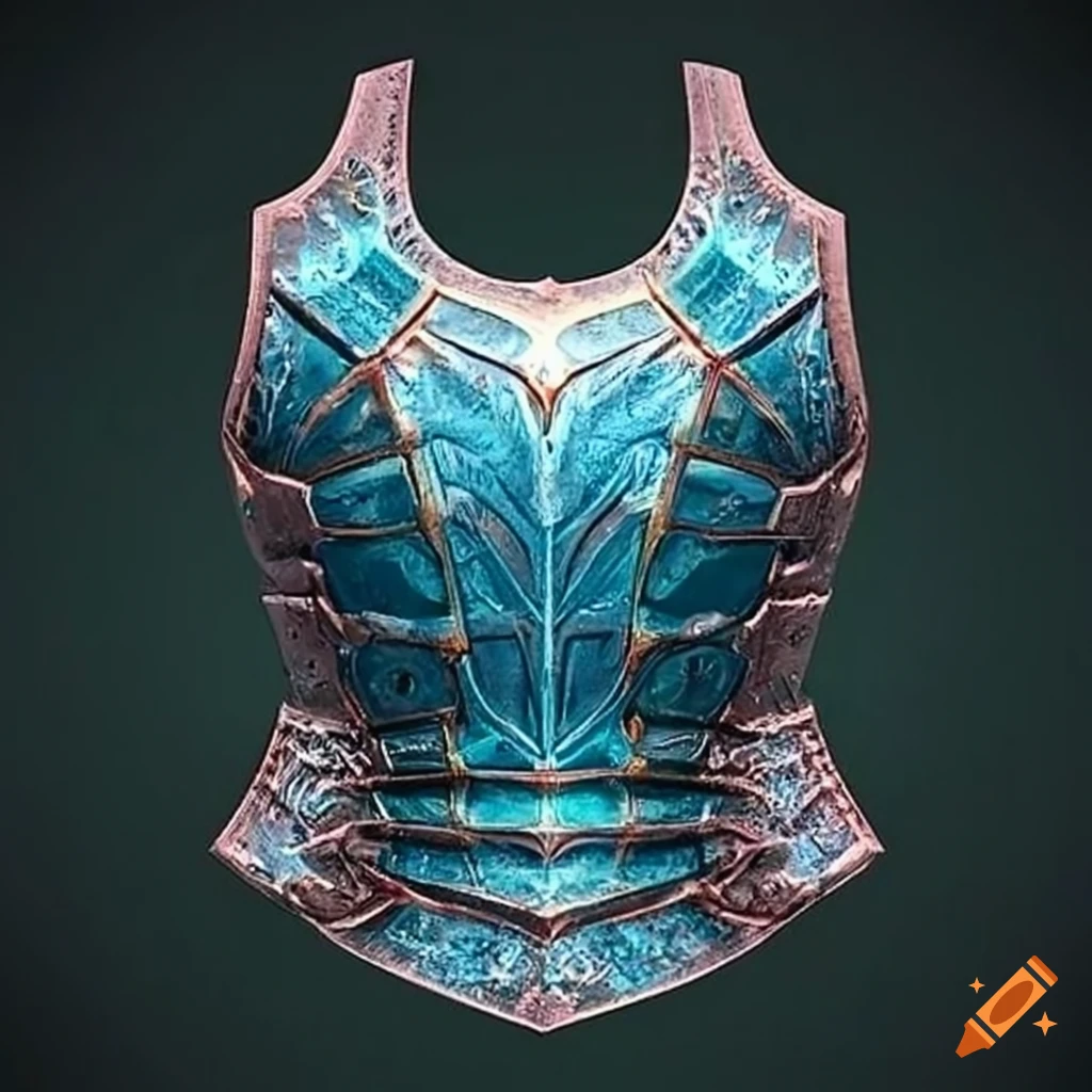 Adorned magic massive body armor front view with vertical symmetry on ...