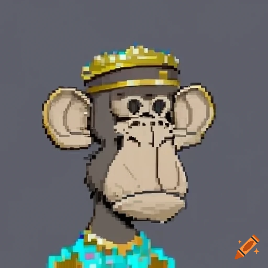 Gold nft monkey - bored ape in pixel art style on Craiyon