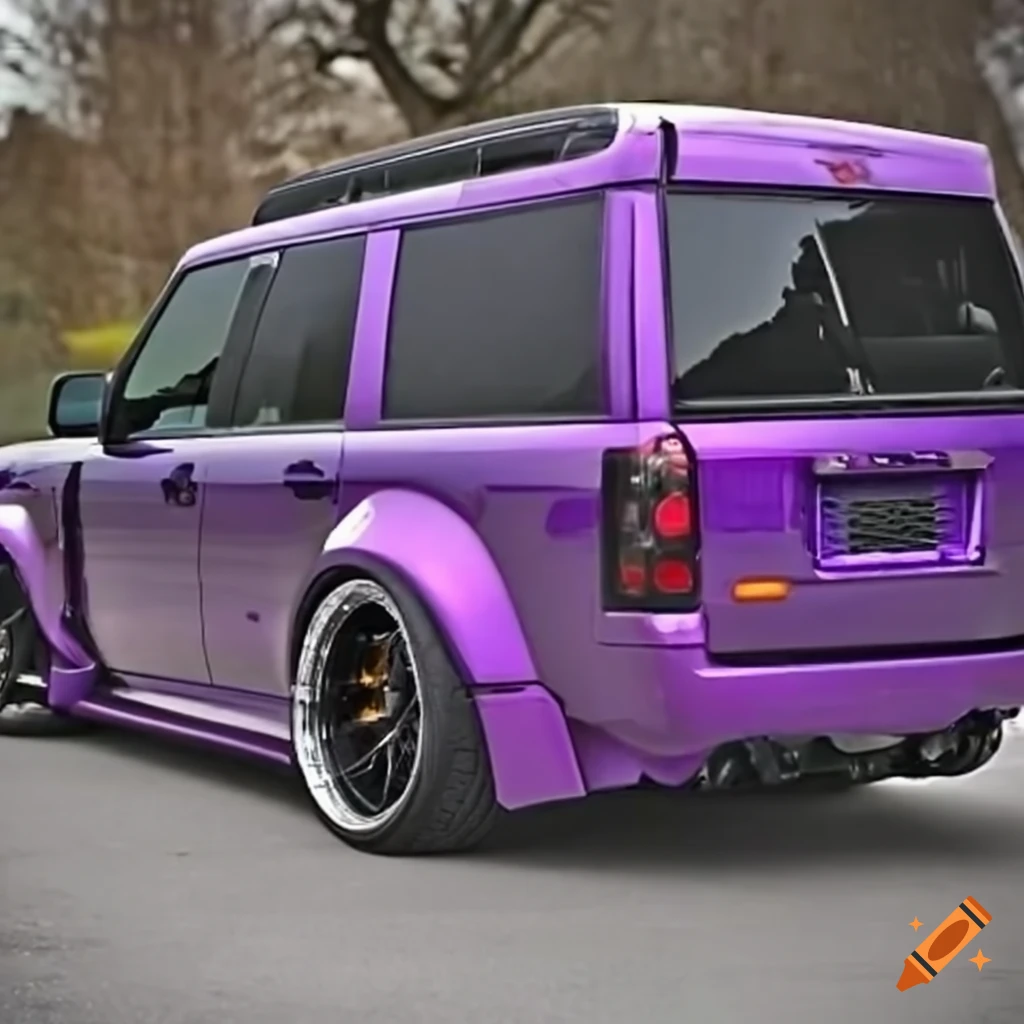 2004 purple Land Rover HSE with wide body kit and low stance on Craiyon
