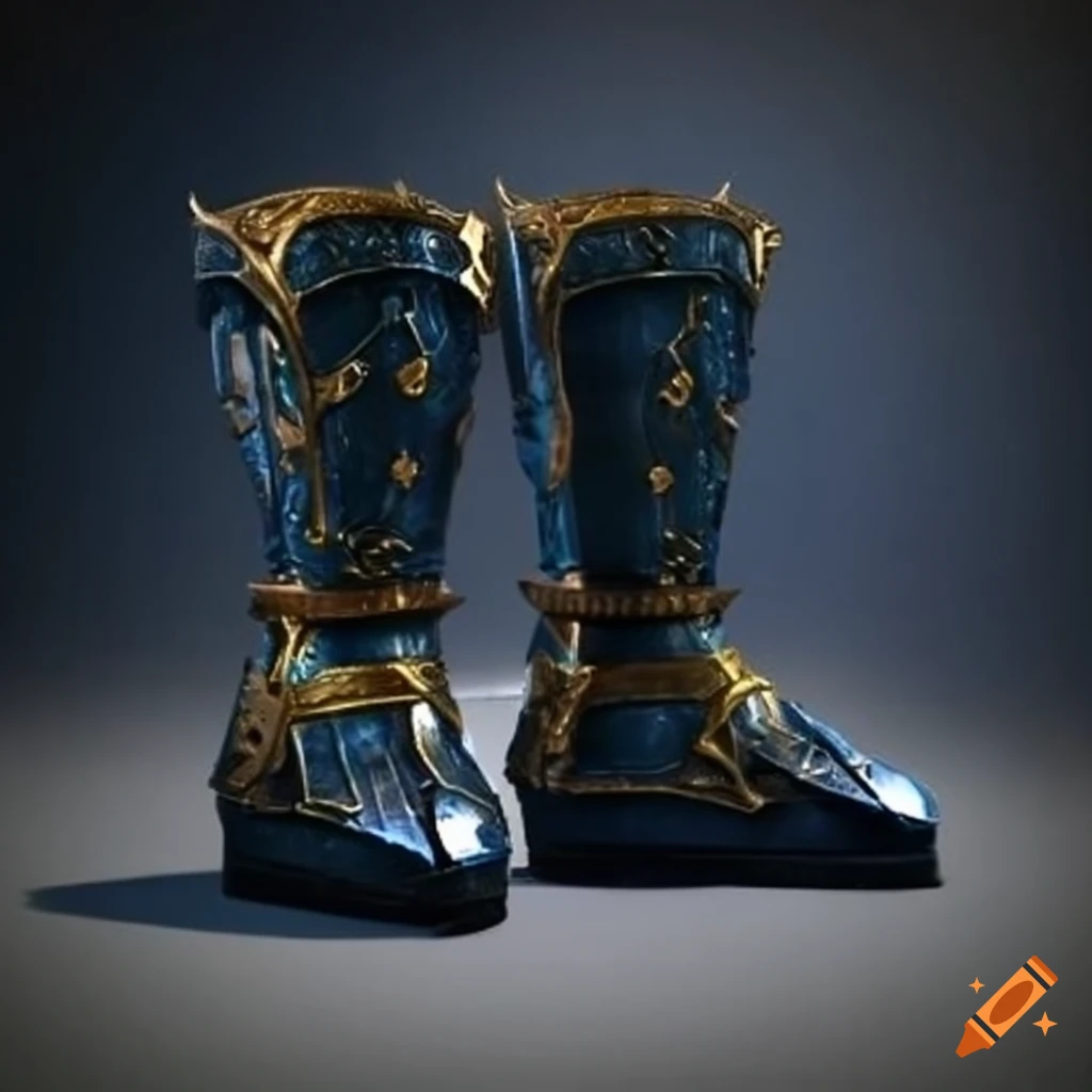 Adorned mithril plated knight boots for the leg armor slot in a ...