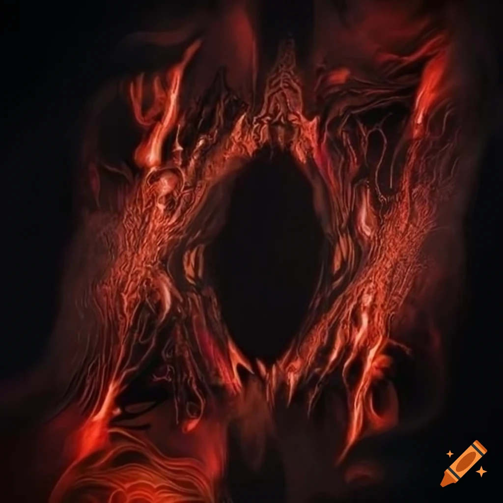 Satanic haunting album art with swirling darkness and abstract obelisk ...