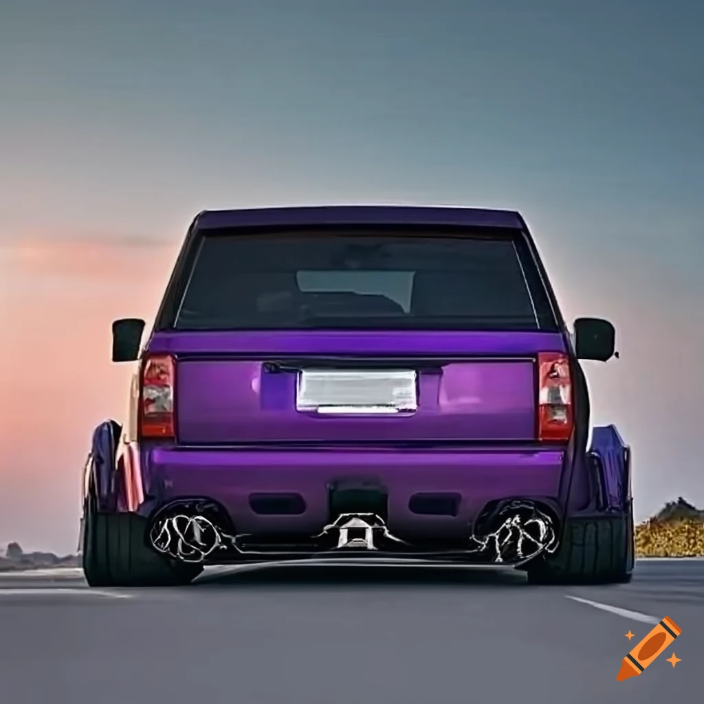 Dark purple 2004 Range Rover HSE with lowered ultra-wide body kit on ...