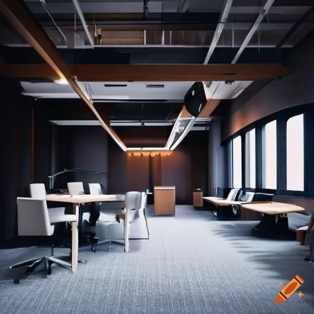 Modern office space with transparent partitions and meeting room in the ...