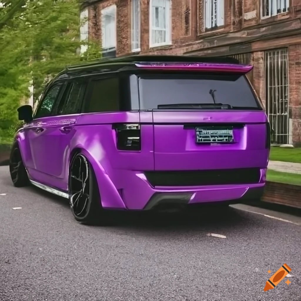 Royal purple land rover hse with ultra-wide body kit on Craiyon