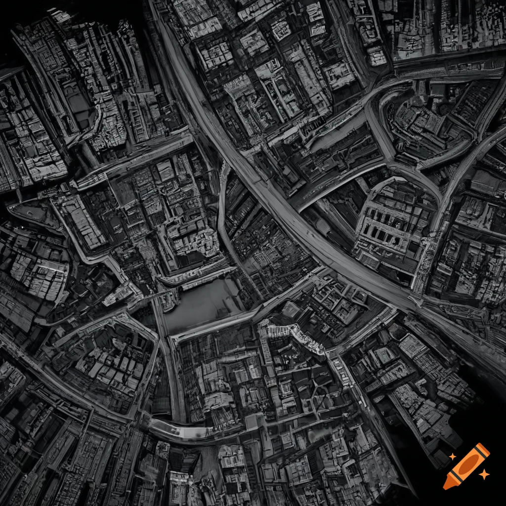 Top view gothic city map with separated districts, bridges, and ...