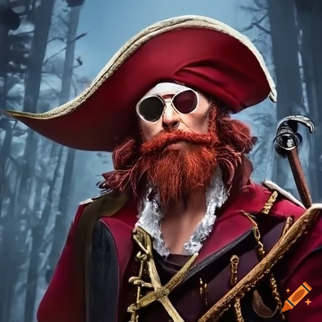 Captain red beard pirate with sunglasses on Craiyon