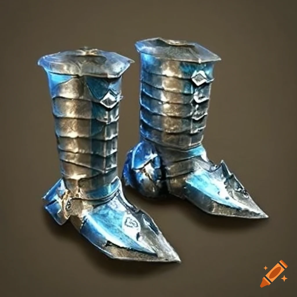 Medieval mithril plated knight boots for rpg game inventory leg armor ...