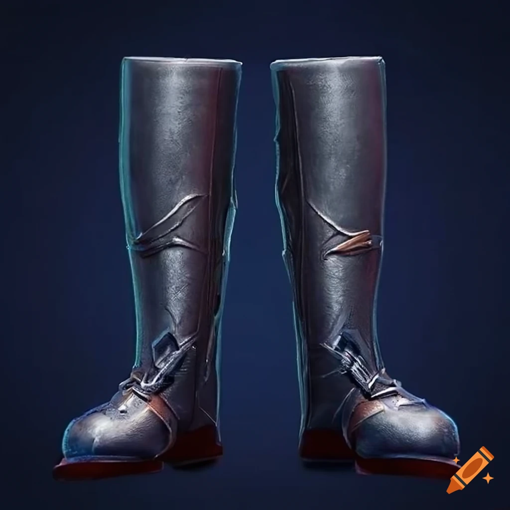 Enchanted mithril boots for RPG game knight's armor on Craiyon