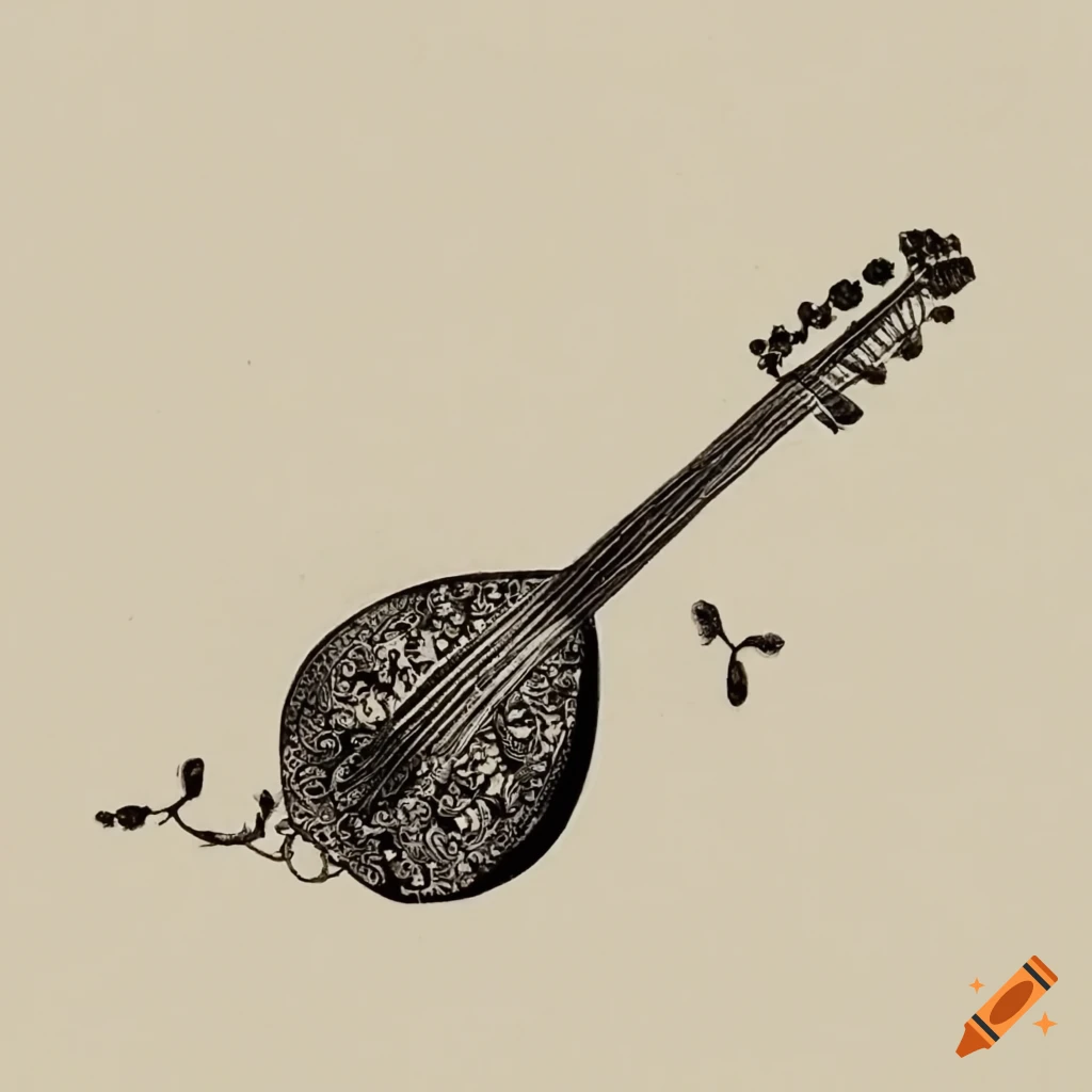 Ancient thai phin instrument made from poppy flowers on ancient paper ...