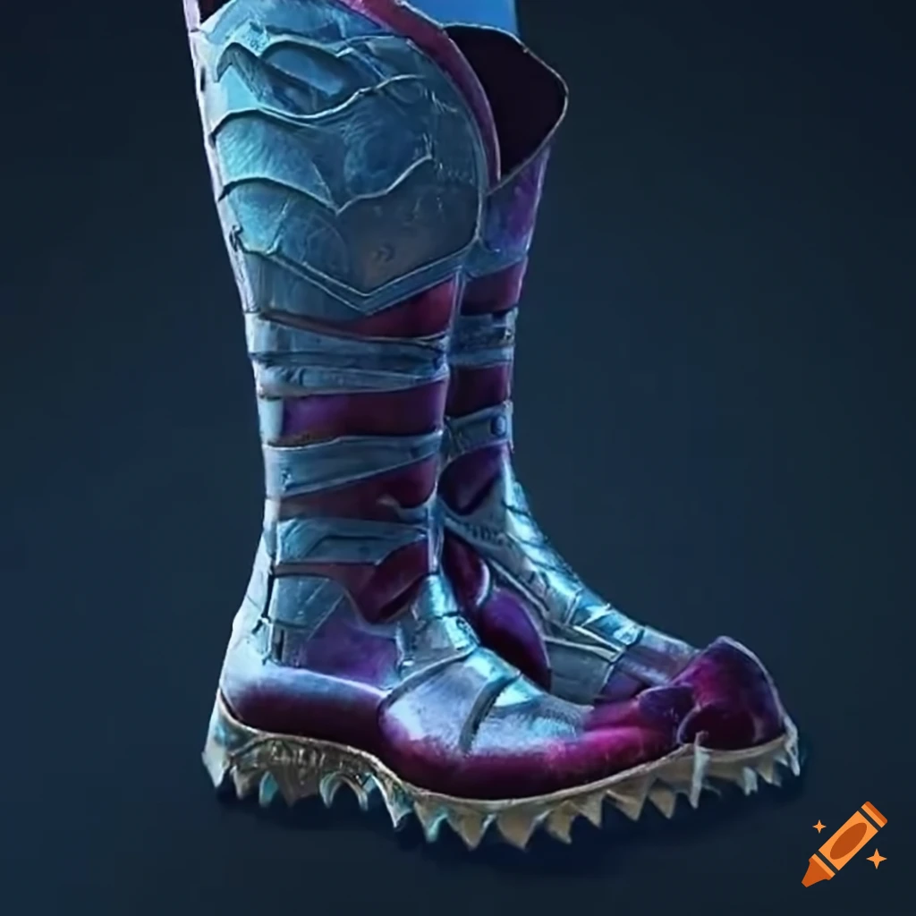 Enchanted mithril boots for a knight's armor ensemble in an RPG game on ...