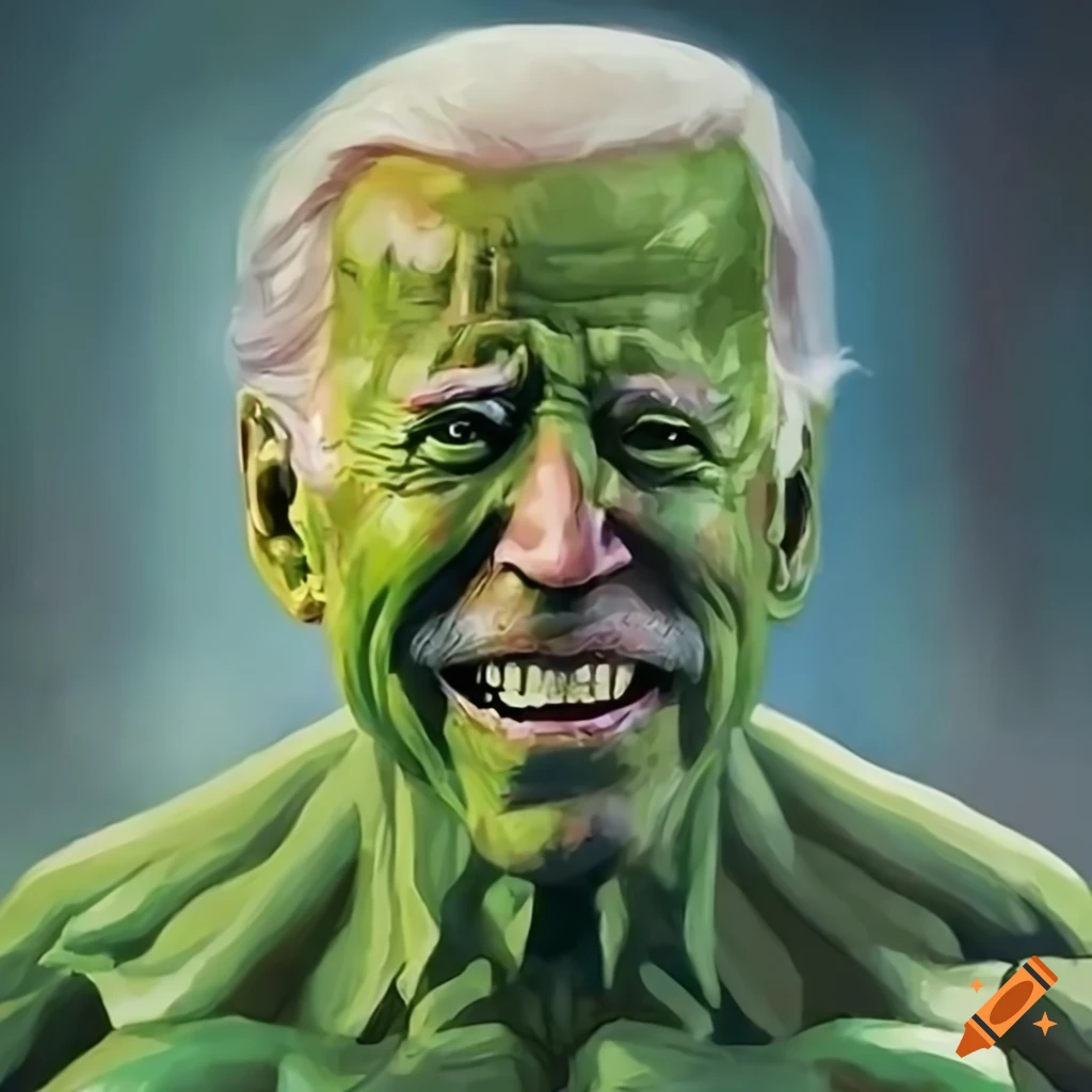 Joe Biden depicted as the Hulk and Bruce Banner in a dynamic pose on ...