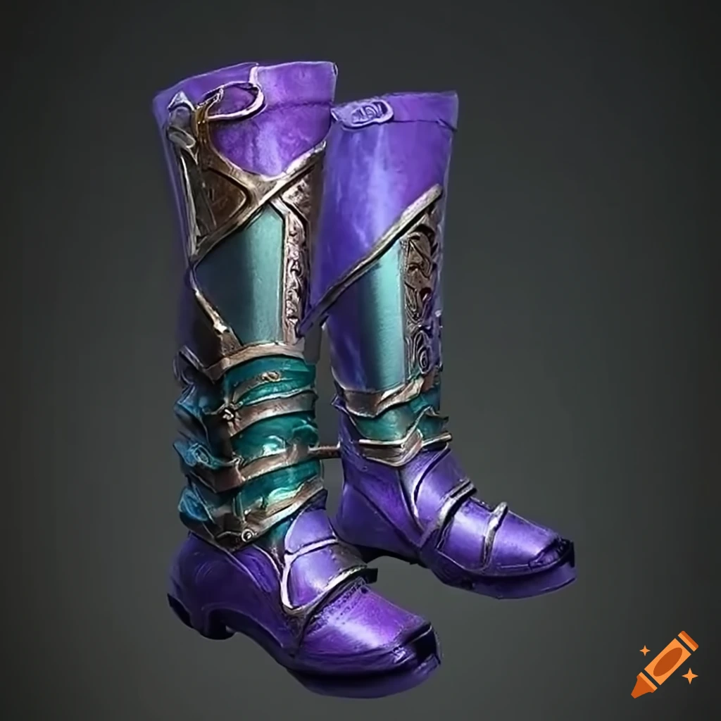 Enchanted mithril boots for RPG game knight's armor on Craiyon