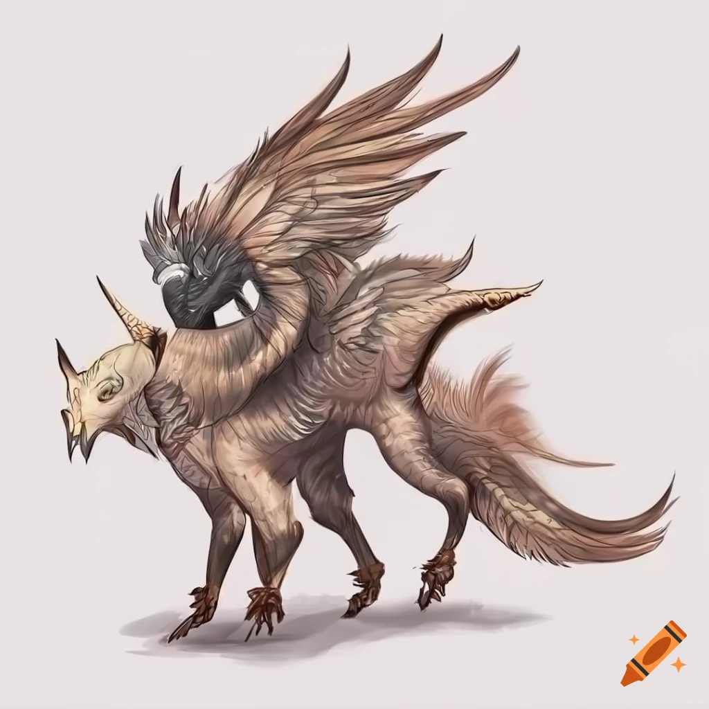 Elegant mythical creature with expressive eyes and long tail in a ...