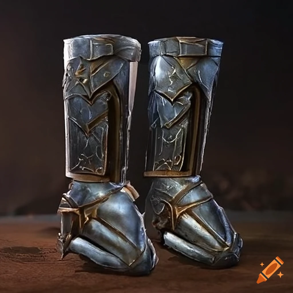Medieval mithril plated knight boots for rpg game inventory leg armor ...