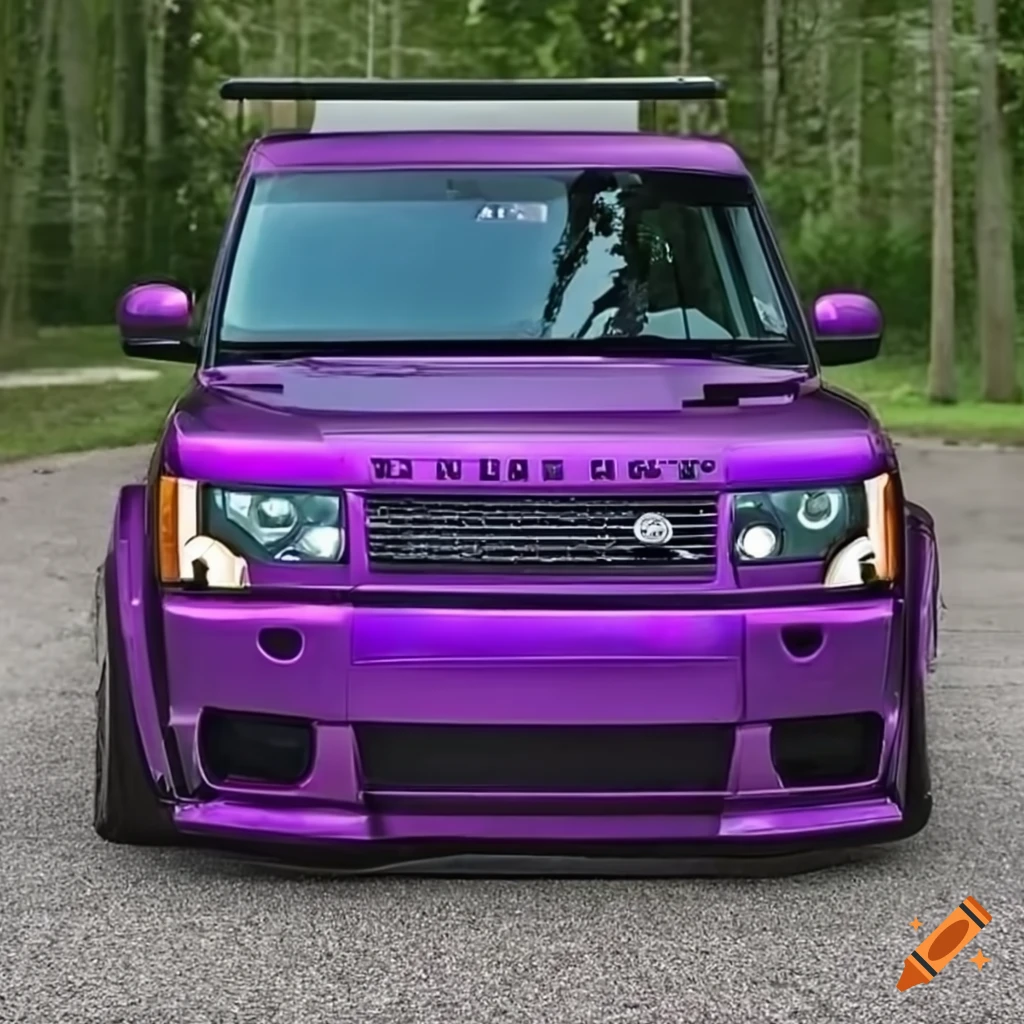 2004 purple Land Rover HSE with wide body kit and low stance on Craiyon