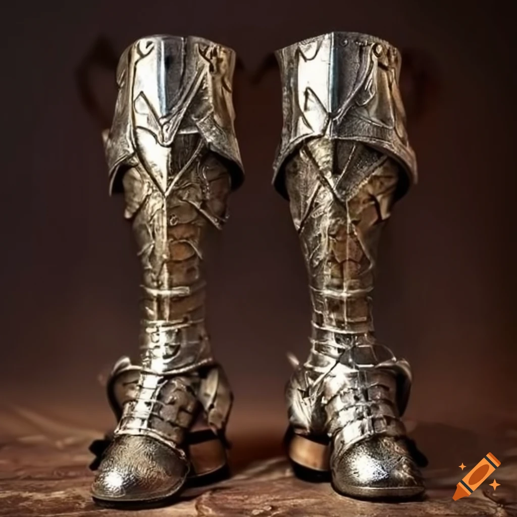Adorned mithril plated knight boots for leg armor slot in rpg game on ...
