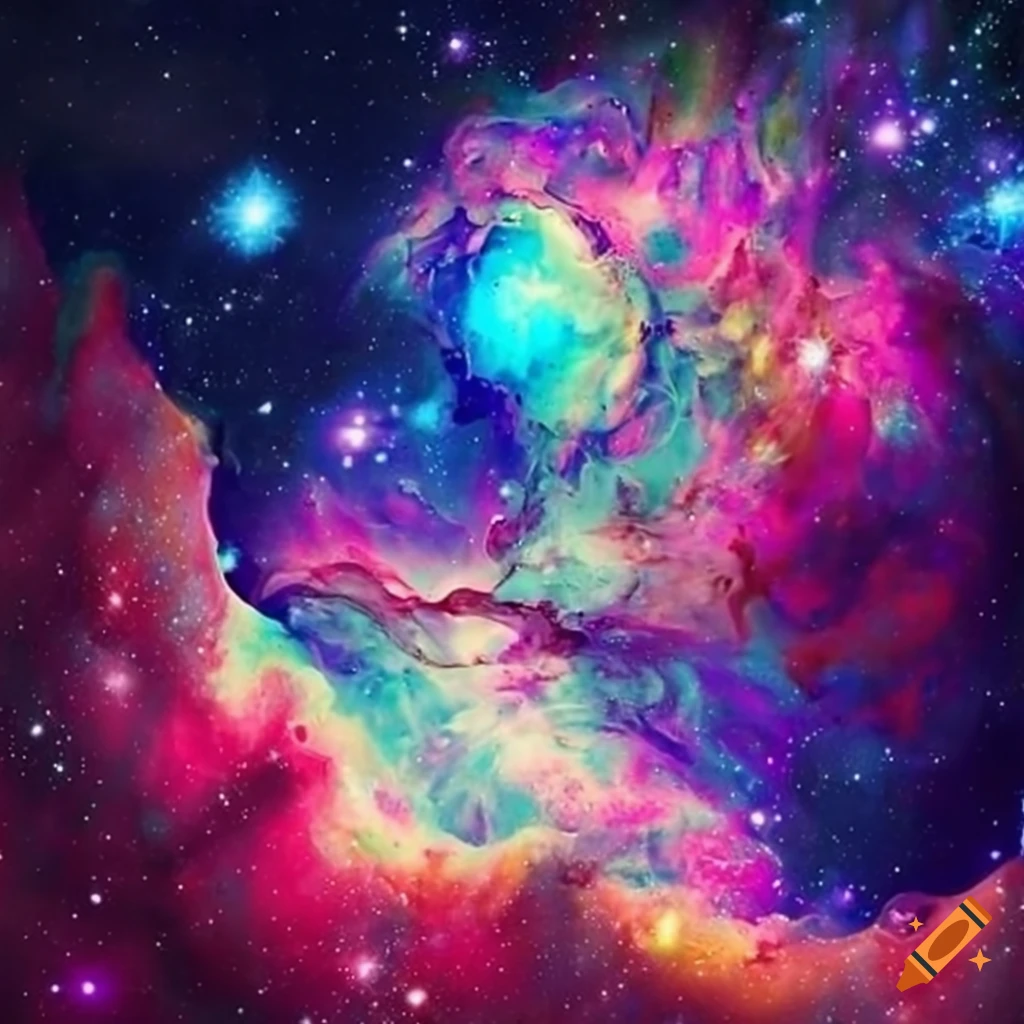 Colorful storm rose nebula supernova galaxy with sparkling stars on Craiyon