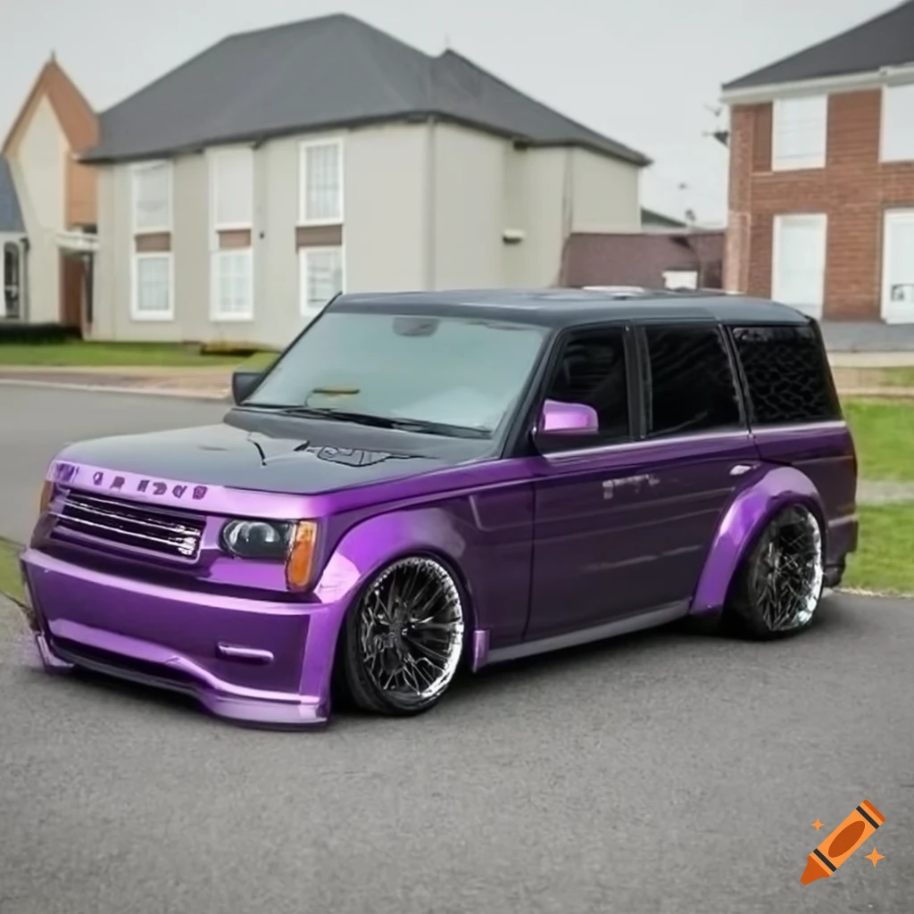 Custom metallic purple Land Rover HSE with lowered ultra-wide body kit ...