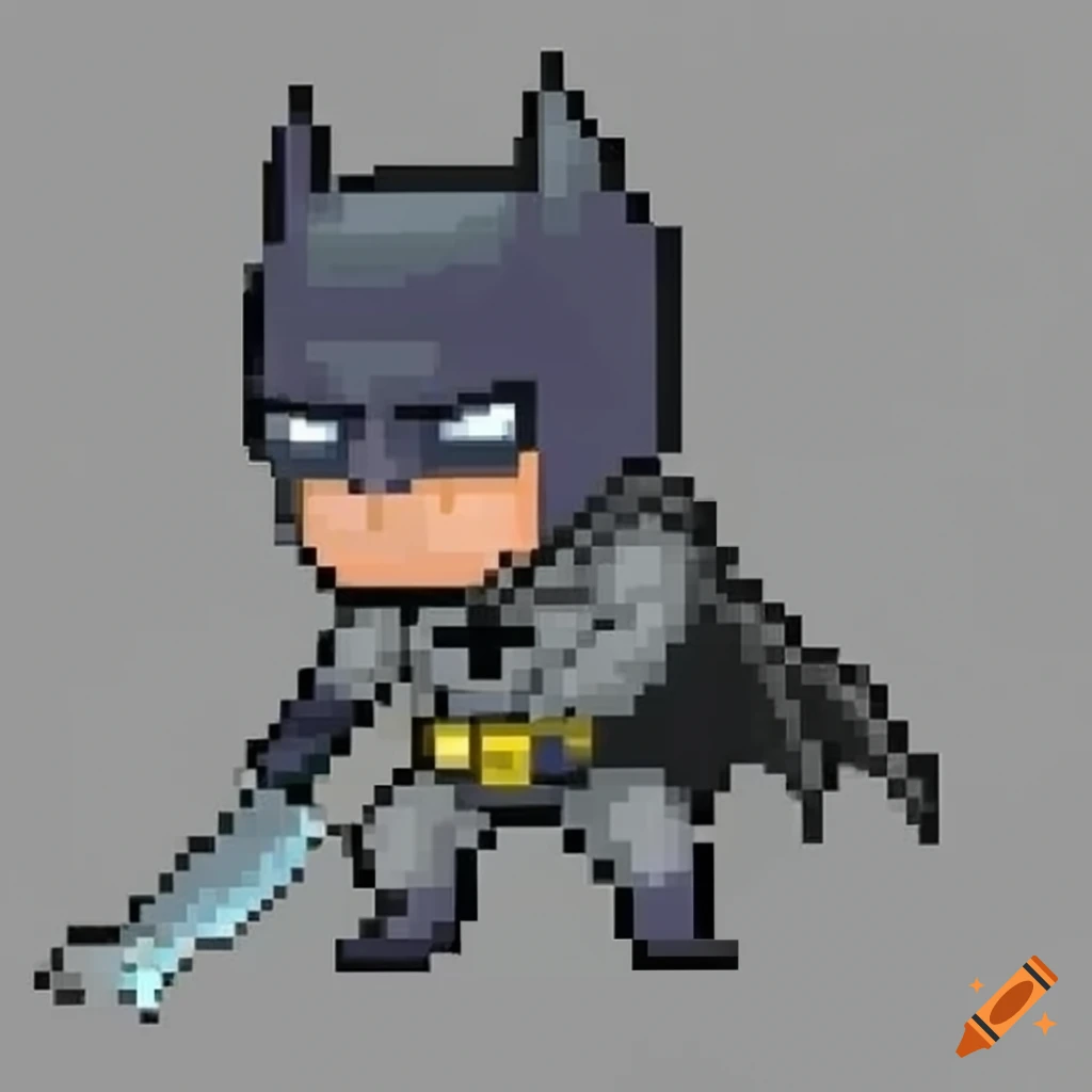 Batman looking sideways in 2d pixel art on Craiyon
