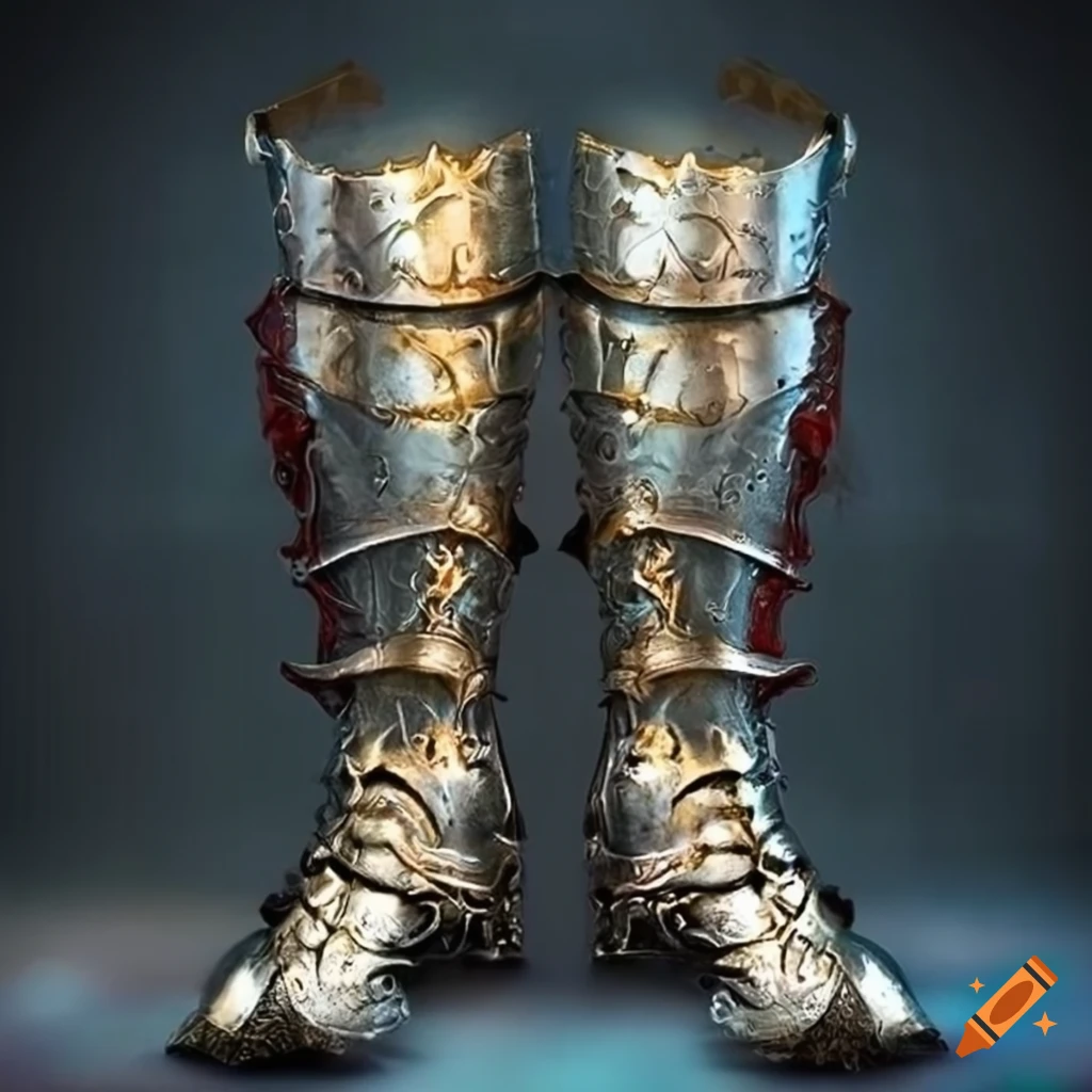 Adorned mithril plated knight boots for leg armor slot in rpg game on ...