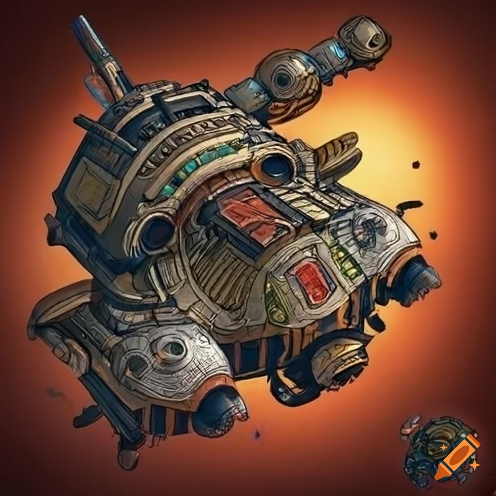 Sci-fi cartoon spaceships with high-detail in a steampunk-inspired ...