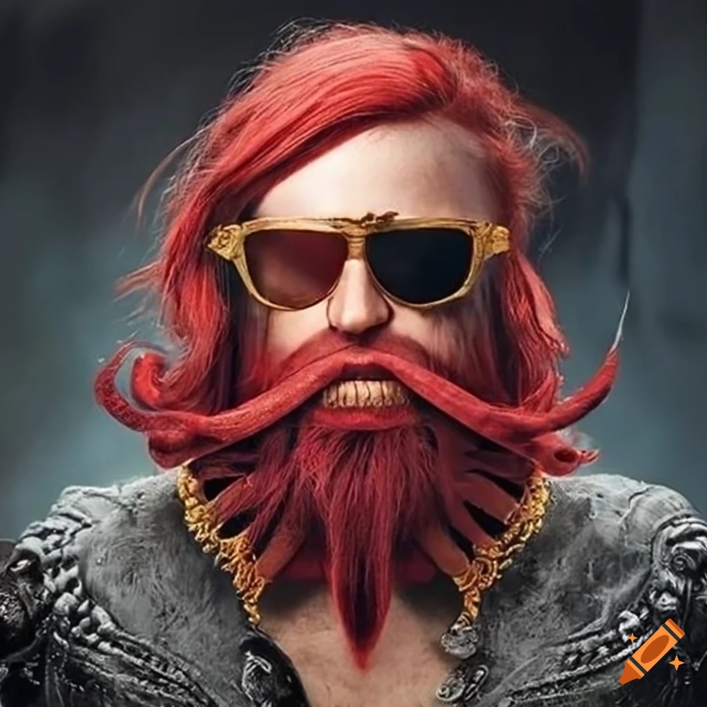 Captain red beard pirate with sunglasses on Craiyon