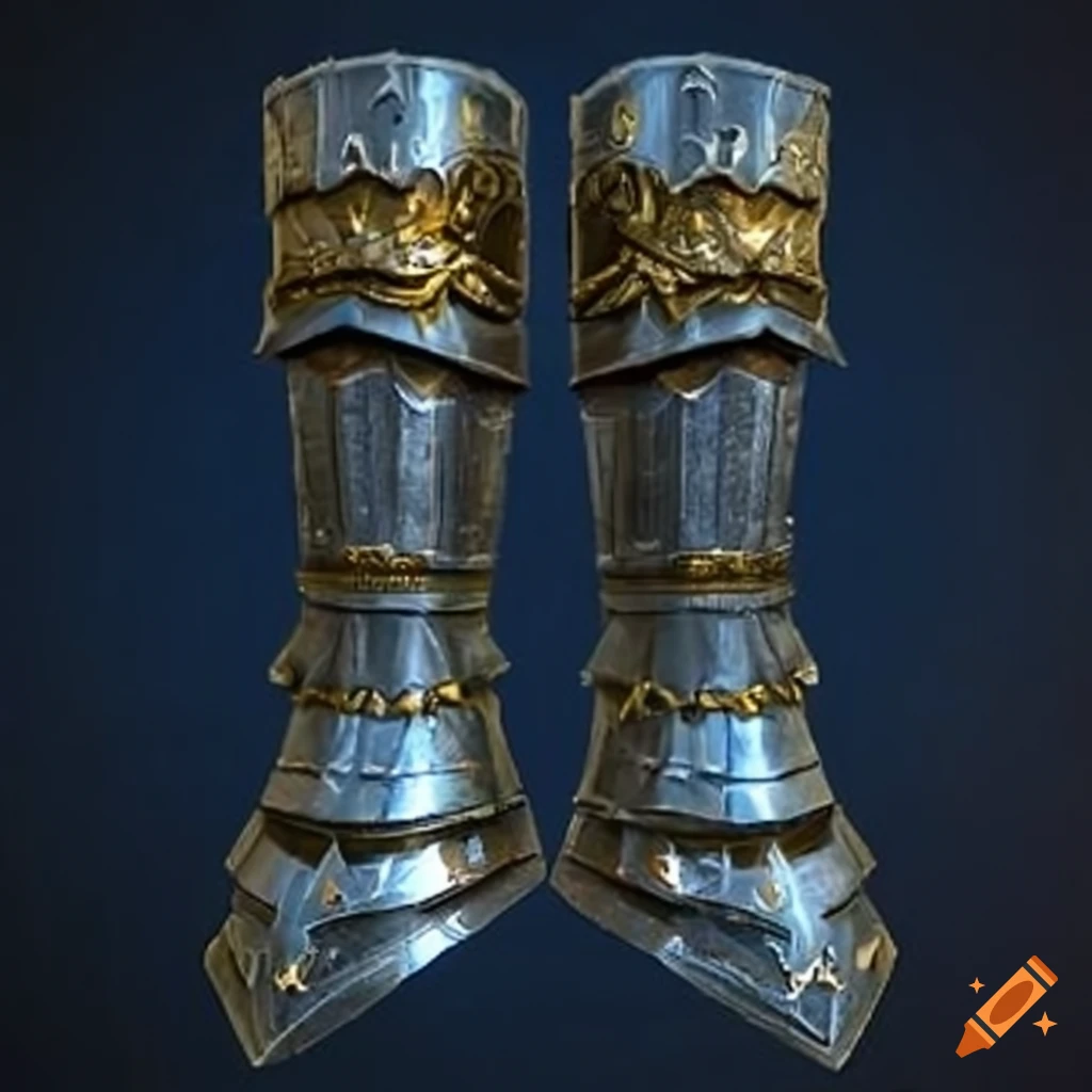 Medieval pair of adorned mithril plated knight boots for rpg game on ...
